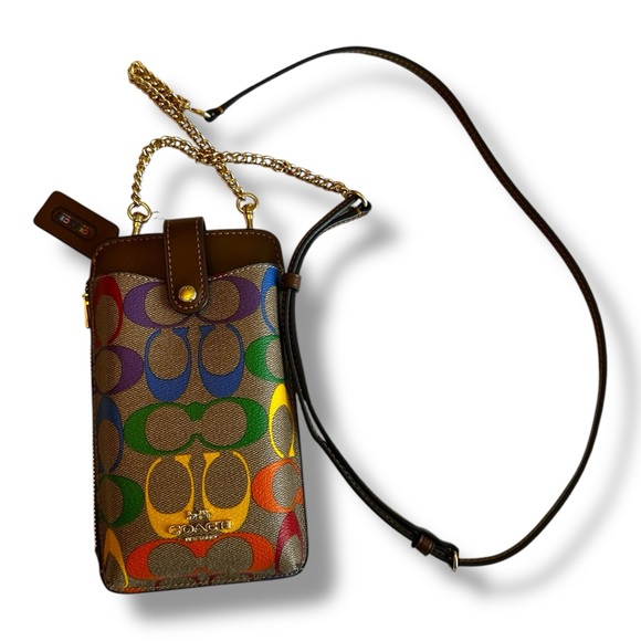 Coach | Bags | Coach Pride Phone Crossbody In Rainbow Signature Canvas ...